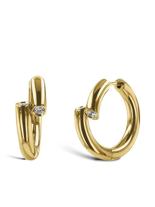 PRAGNELL 18kt Yellow Diamond Huggie Hoop Earrings
