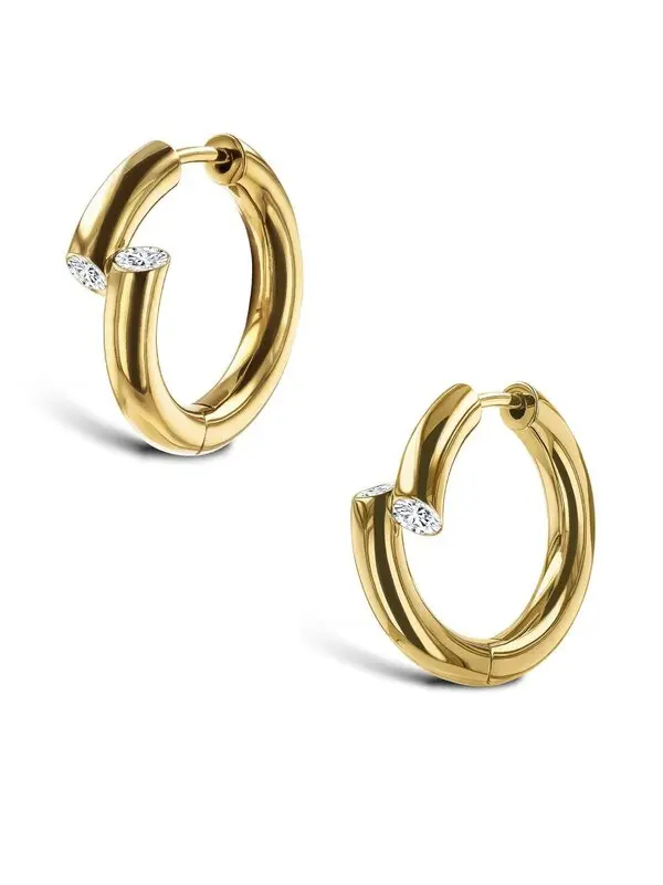 PRAGNELL 18kt Yellow Diamond Huggie Hoop Earrings