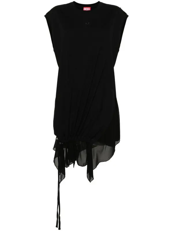 Diesel Asymmetric T-Shirt Dress In Black - 63% Off | Editorialist