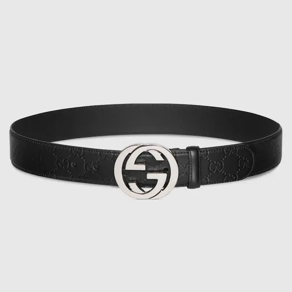 Gucci Belt With Interlocking G Buckle - Black