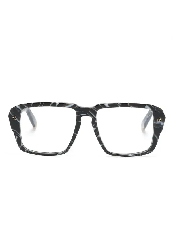 Philipp Plein Marbled-pattern Square-frame Glasses - Black
