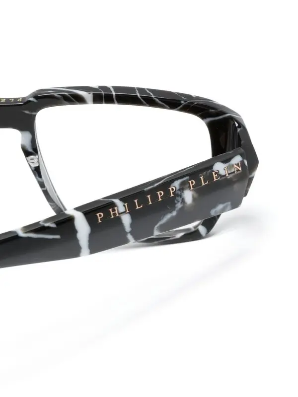 Philipp Plein Marbled-pattern Square-frame Glasses