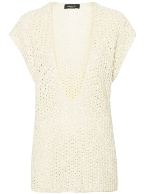 Fabiana Filippi V-neck Open-knit Top