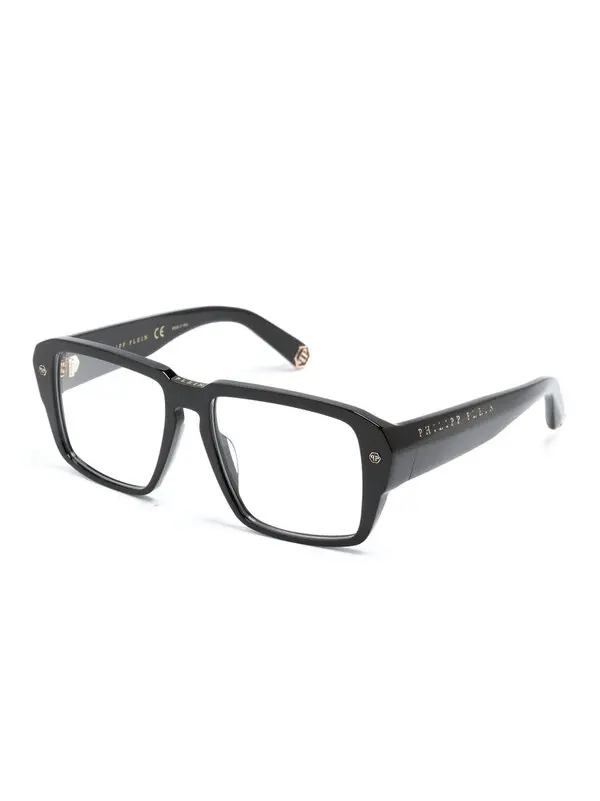 Philipp Plein Logo-print Square-frame Glasses - Black