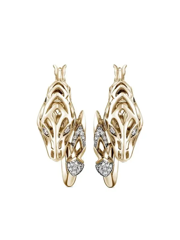 John Hardy 14kt Yellow Naga Hoop Earrings - Gold