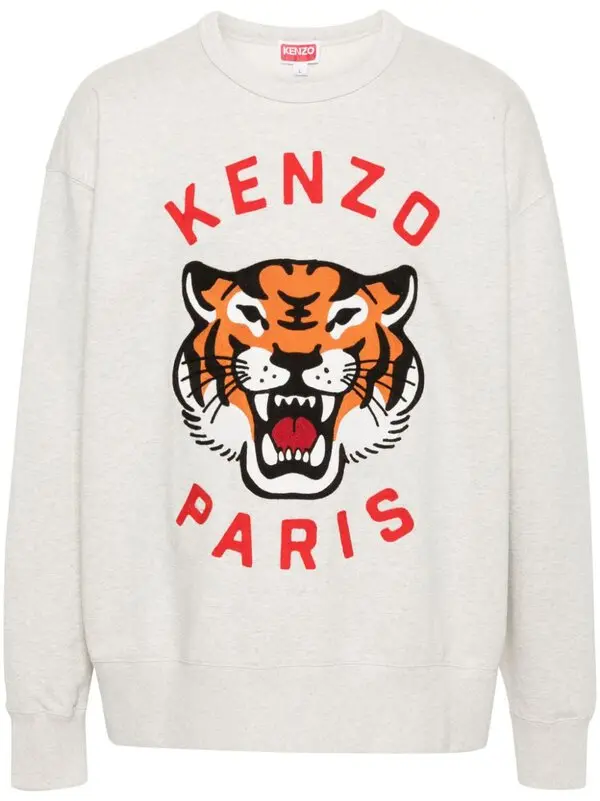 Kenzo Lucky Tiger Cotton Sweatshirt - Neutrals