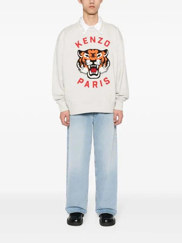 Kenzo Lucky Tiger Cotton Sweatshirt - Neutrals