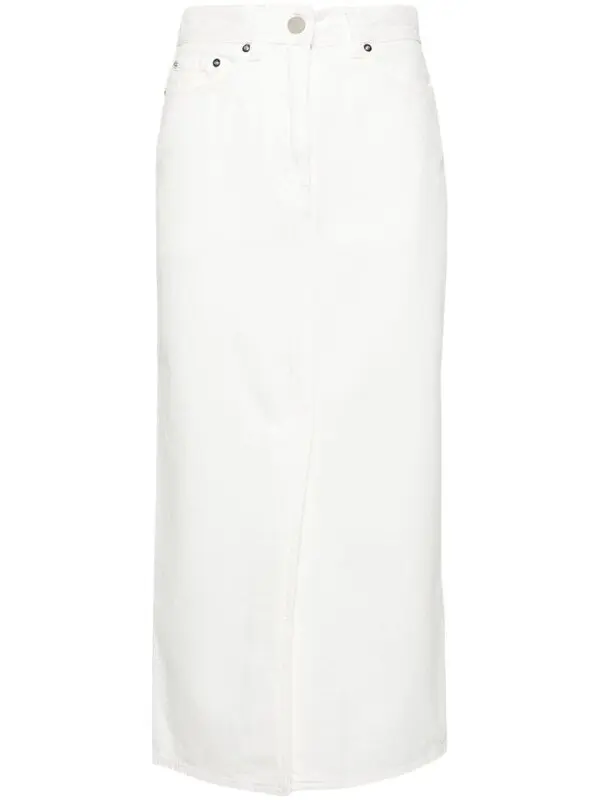 Loulou De Saison Straight Denim Midi Skirt - White