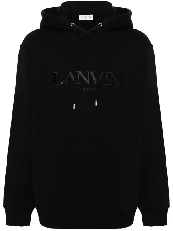 LANVIN Cotton Embroidered-logo Hoodie - Black