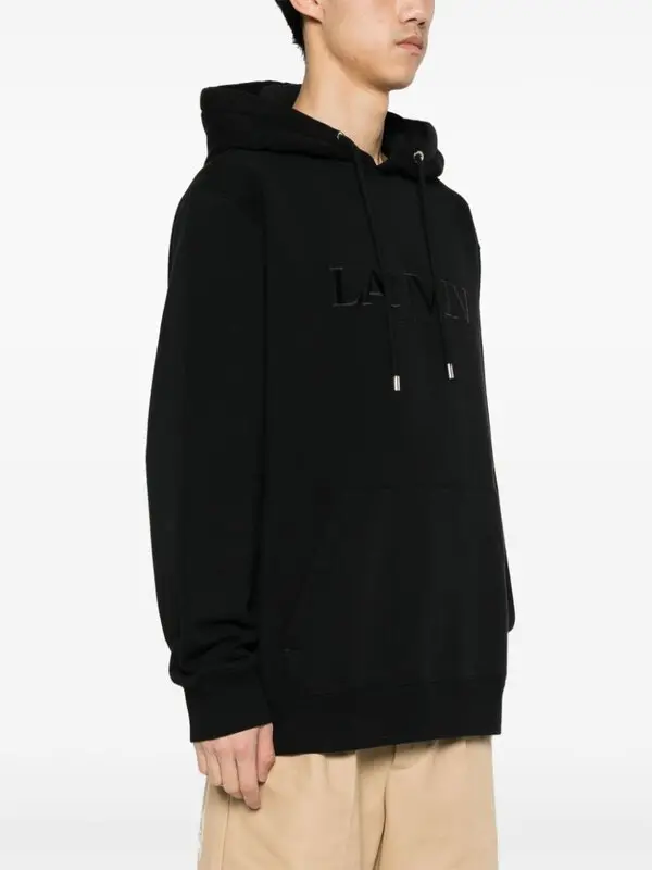 LANVIN Cotton Embroidered-logo Hoodie - Black