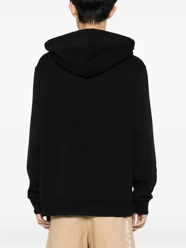 LANVIN Cotton Embroidered-logo Hoodie - Black