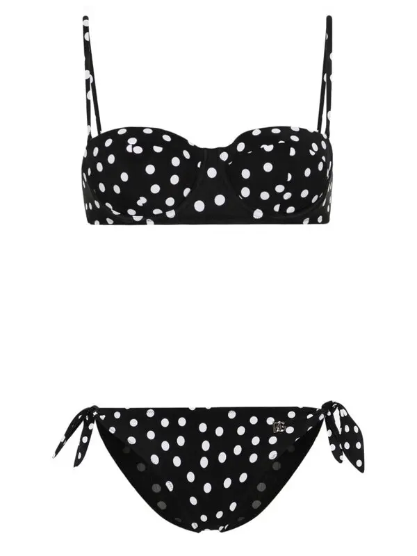 Dolce & Gabbana Polka-dot Triangle Bikini Set - Black