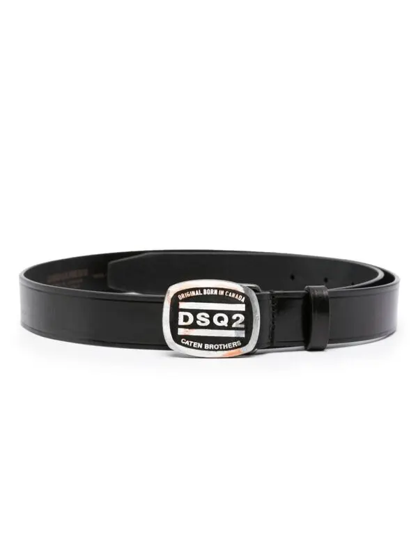 Dsquared2 Logo Buckle Leather Belt - Black