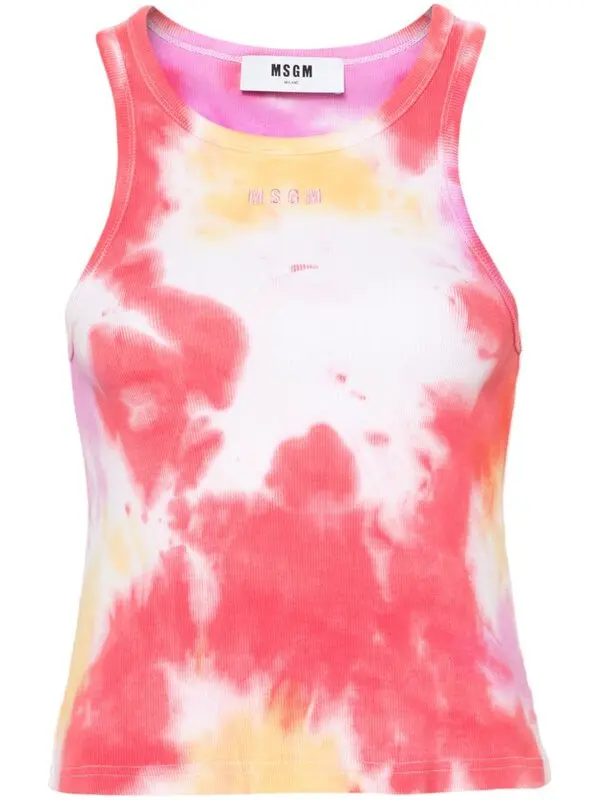 MSGM Tie-dye Ribbed Tank Top - Pink