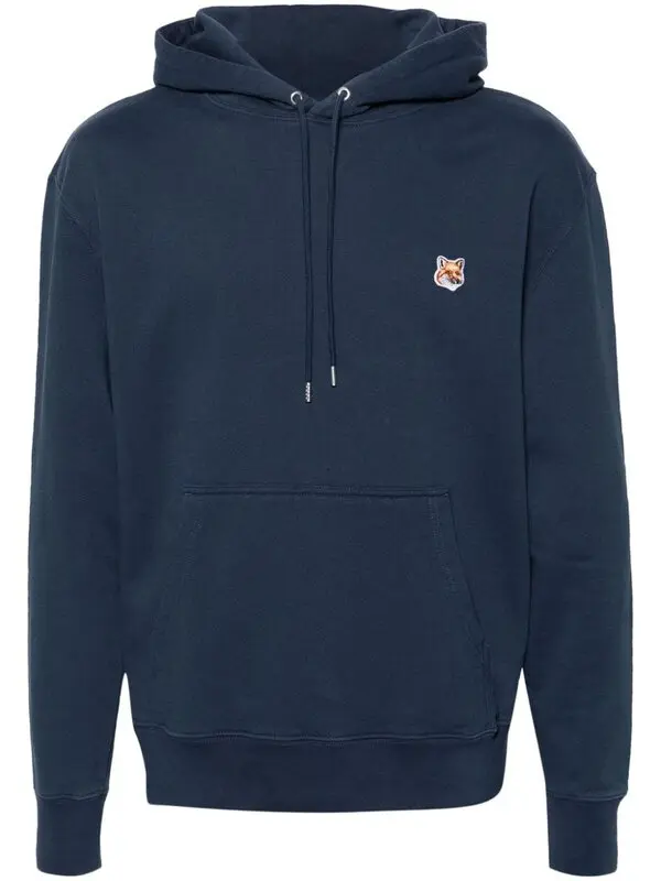 Maison Kitsuné Fox-motif Cotton Hoodie - Blue