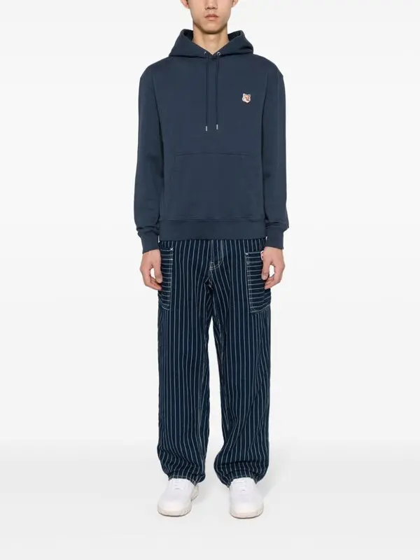 Maison Kitsuné Fox-motif Cotton Hoodie - Blue
