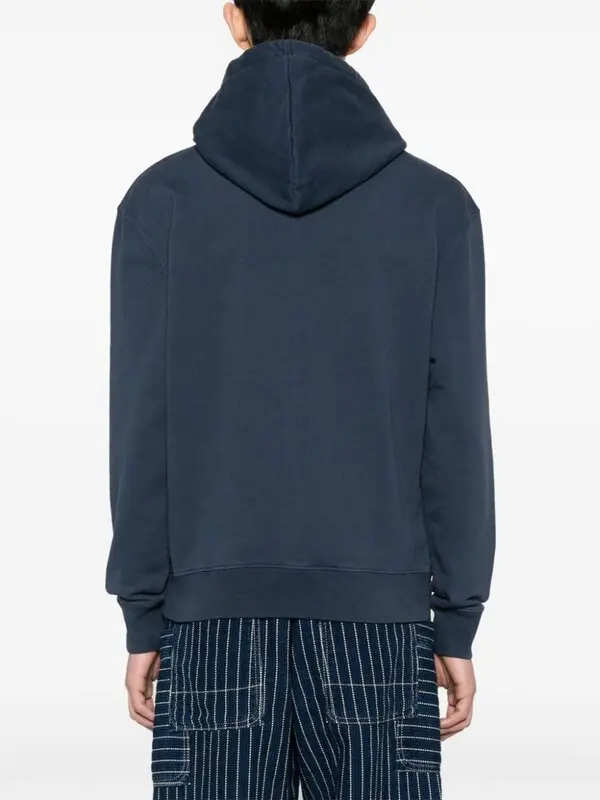 Maison Kitsuné Fox-motif Cotton Hoodie - Blue