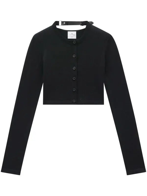 COURREGES Cropped Fine-knit Cardigan