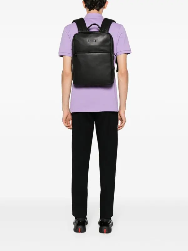 PIQUADRO Logo-patch Leather Backpack