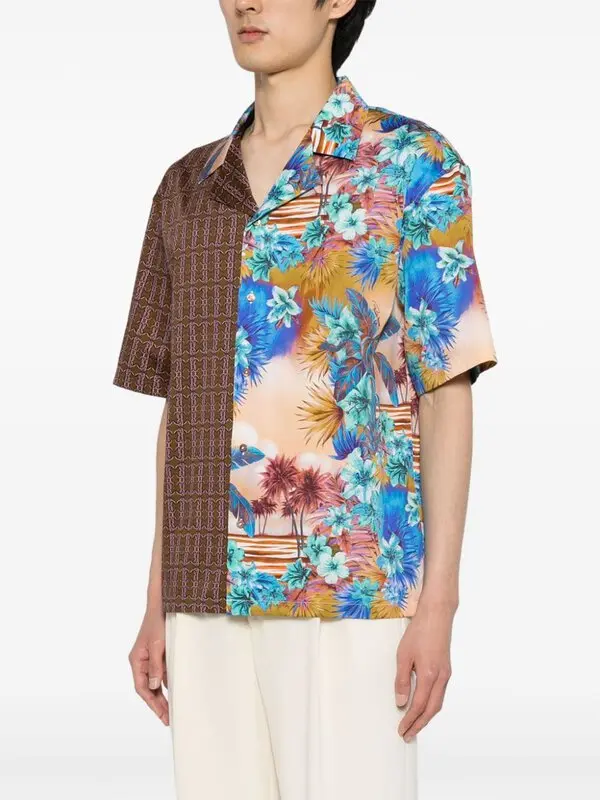 Roberto Cavalli Monogram-print Panelled Shirt