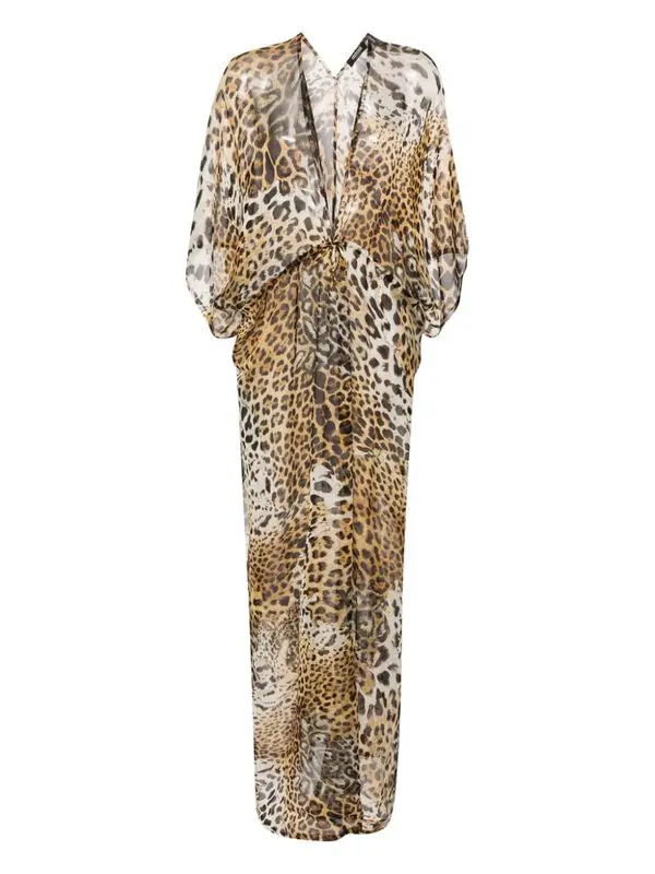 Roberto Cavalli Leopard-print Silk Dress - Neutrals