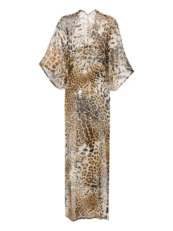 Roberto Cavalli Leopard-print Silk Dress - Neutrals