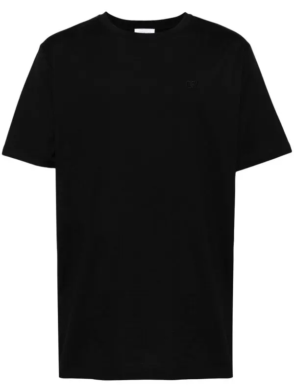 Off-White Logo-embroidered Cotton T-shirt - Black