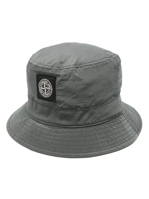 Stone Island Logo-appliqué Bucket Hat - Green