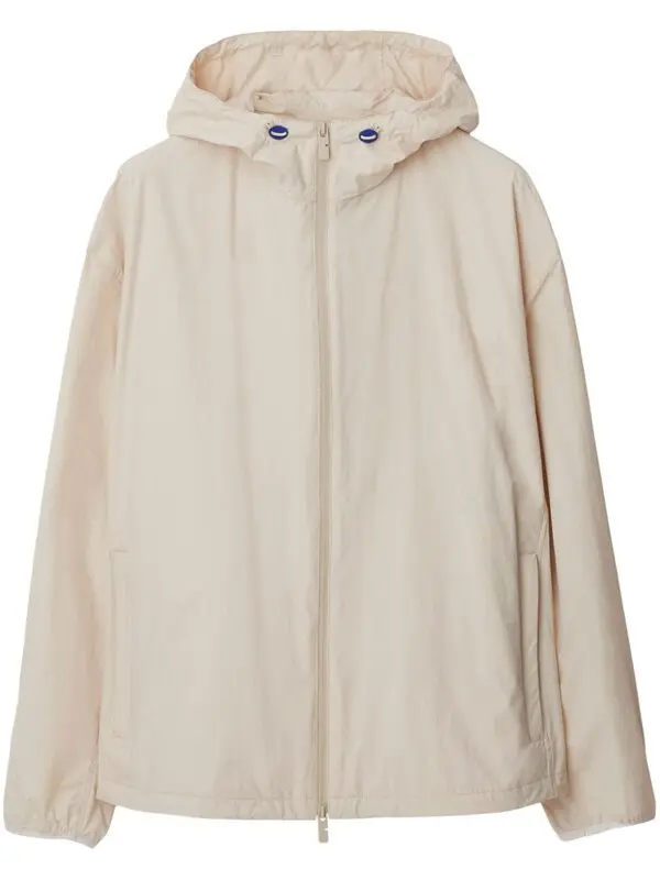 Burberry Equestrian Knight Motif Zip-up Hooded Jacket - Neutrals