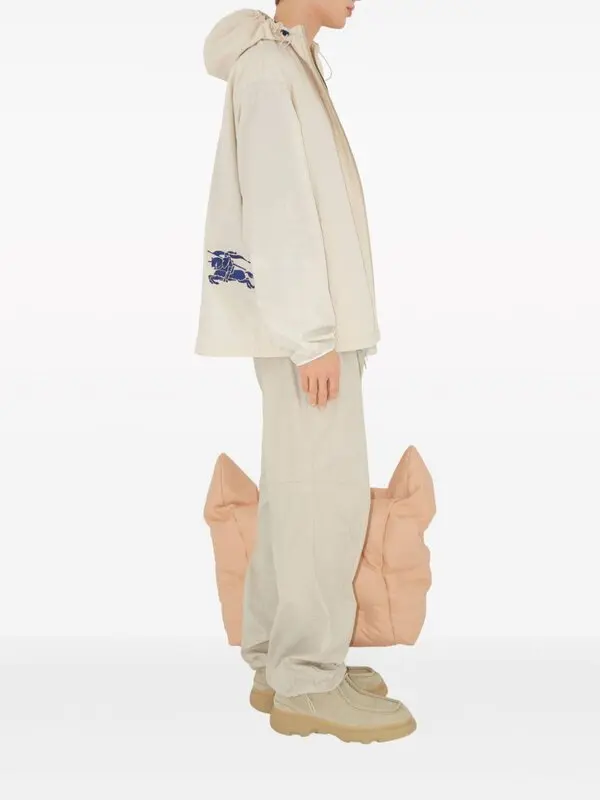 Burberry Equestrian Knight Motif Zip-up Hooded Jacket - Neutrals