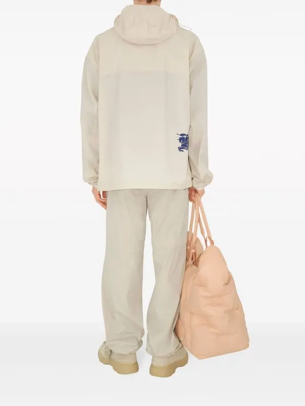 Burberry Equestrian Knight Motif Zip-up Hooded Jacket - Neutrals