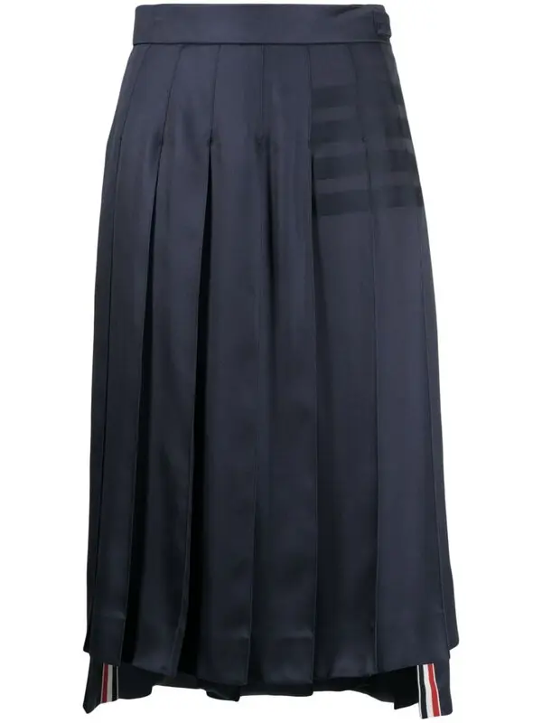 Thom Browne Pleated Silk Midi Skirt