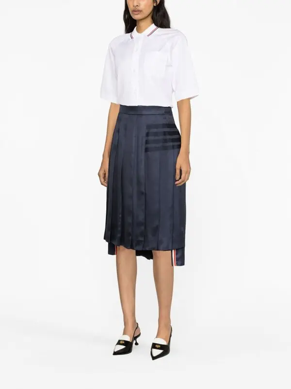 Thom Browne Pleated Silk Midi Skirt