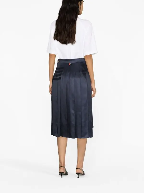 Thom Browne Pleated Silk Midi Skirt