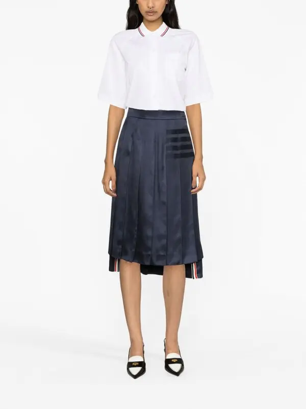 Thom Browne Pleated Silk Midi Skirt