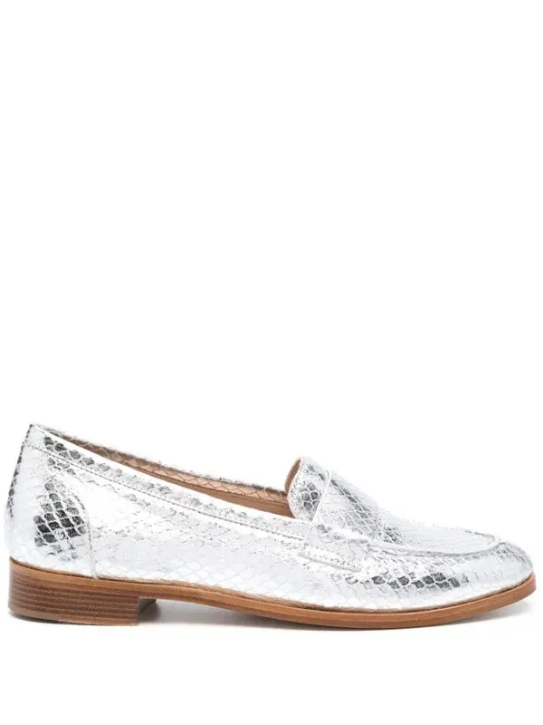 P.a.r.o.s.h Snake-effect Leather Loafers - Silver