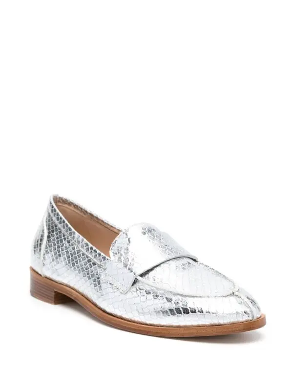 P.a.r.o.s.h Snake-effect Leather Loafers - Silver