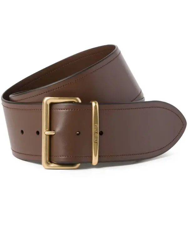 Miu Miu Logo-engraved Buckle Belt - Brown