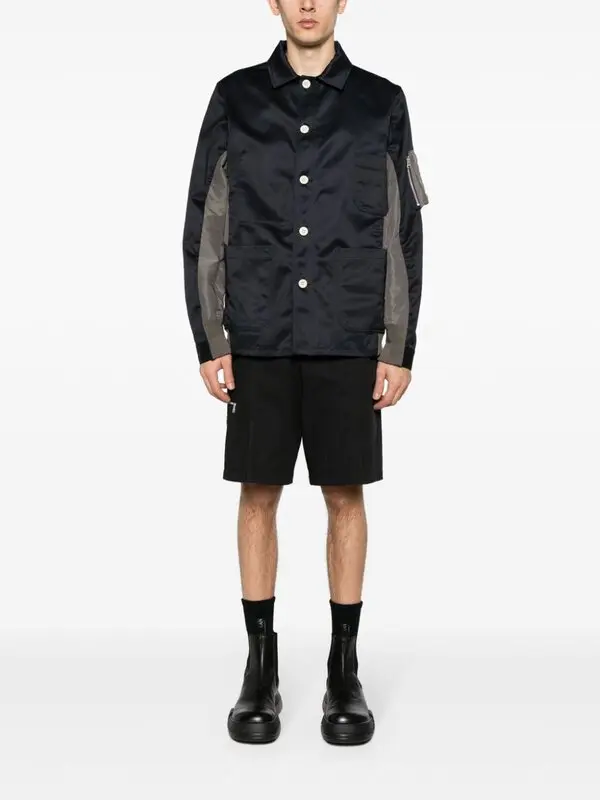 Sacai Spread-collar Panelled Shirt Jacket