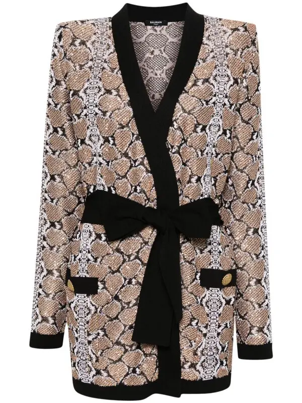 Balmain Python-pattern Cardigan - Brown