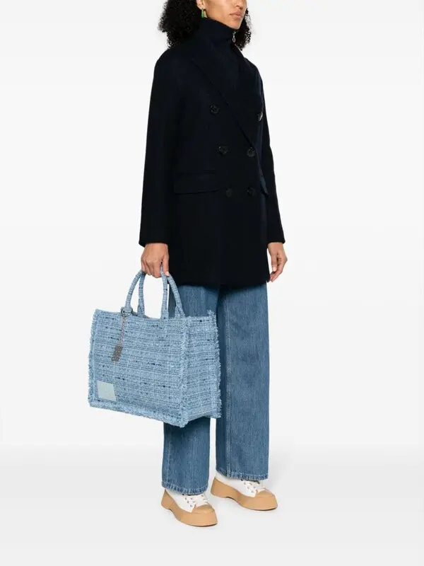 Sandro Kasbah Tweed Tote Bag In Blue - 40% Off | Editorialist