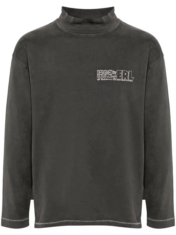ERL Logo-print Turtleneck T-shirt - Grey