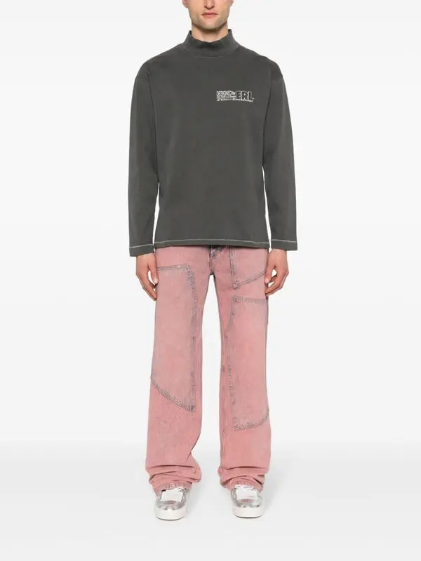 ERL Logo-print Turtleneck T-shirt - Grey