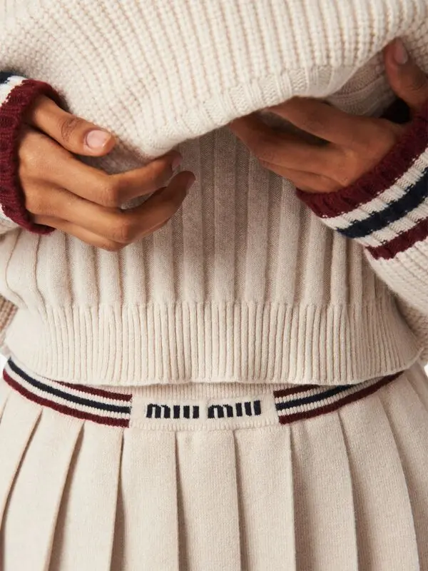 Miu Miu Ribbed-knit Cashmere Polo Shirt