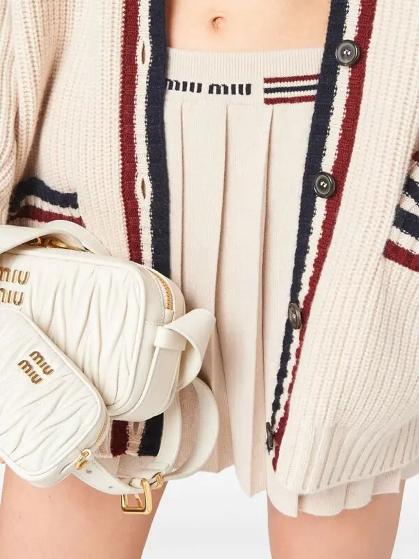 Miu Miu Pleated Knitted Cashmere Miniskirt