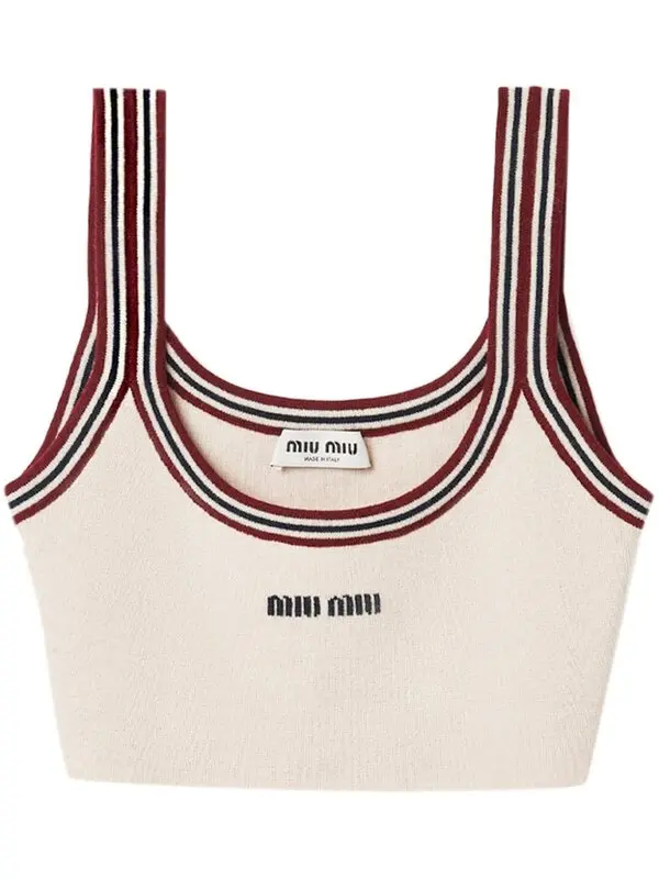 Miu Miu Stripe-trim Cashmere Cropped Top
