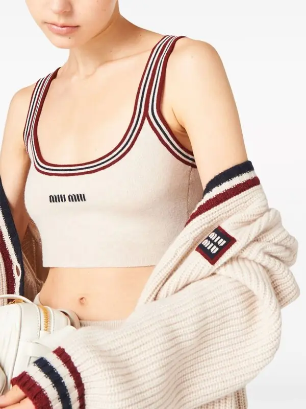 Miu Miu Stripe-trim Cashmere Cropped Top