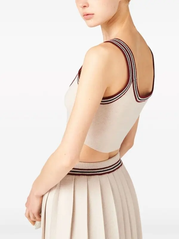 Miu Miu Stripe-trim Cashmere Cropped Top