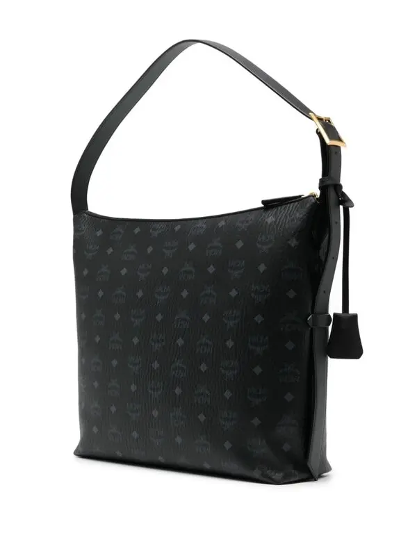Mcm Large Aren Visetos-print Shoulder Bag - Black