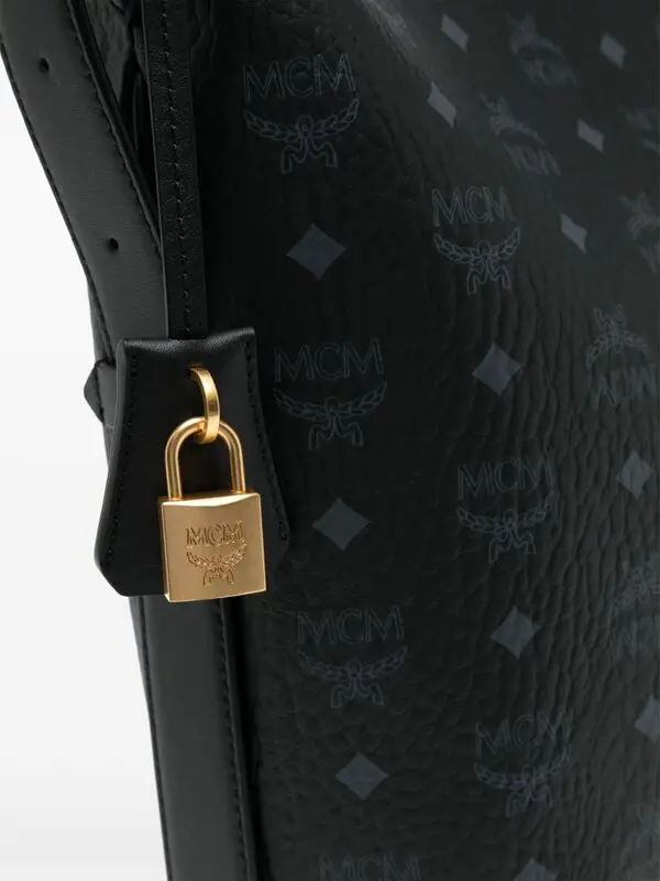 Mcm Large Aren Visetos-print Shoulder Bag - Black